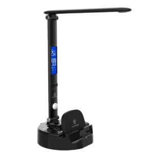 LumiCharge-III Smart LED Desk Lamp - Table Lamp with Wireless Charger, USB Charging Port, Adjustable Arm Brightness, Bluetooth Speaker - Foldable Table Lamp for Home, Remote Office, Study, Bedroom