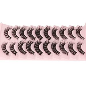 Eyelashes Russian Volume Strip Lashes 5 Styles Mixed Natural Wispy D Curly Mink False Eyelashes Look Like Extensions 10 Pairs by Yawamica