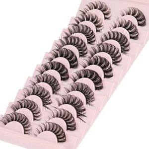 Eyelashes Russian Volume Strip Lashes 5 Styles Mixed Natural Wispy D Curly Mink False Eyelashes Look Like Extensions 10 Pairs by Yawamica