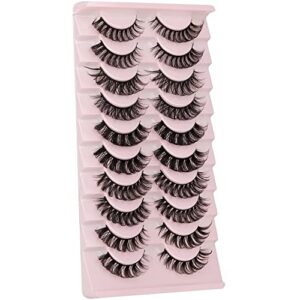 Eyelashes Russian Volume Strip Lashes 5 Styles Mixed Natural Wispy D Curly Mink False Eyelashes Look Like Extensions 10 Pairs by Yawamica