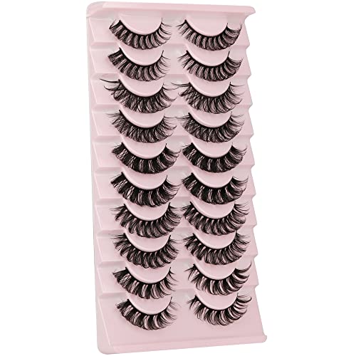 Eyelashes Russian Volume Strip Lashes 5 Styles Mixed Natural Wispy D Curly Mink False Eyelashes Look Like Extensions 10 Pairs by Yawamica