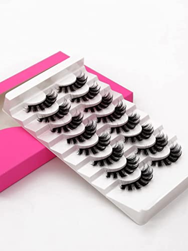 beautykaisen 8Pair 3D False Eyelashes Cross Fluffy Natural Look PACK Volume Fluffy Natural Faux Mink Lashes(3D999 DRAK PINK) 8pair-3D999 8pair-3D999 0