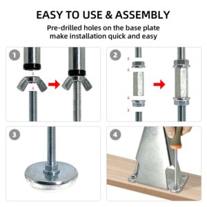 2PCS Adjustable Bed Center Slat Support Leg,Bed Frame Glide Legs,Center Support Leg for Bed Frame(7"-16.5")