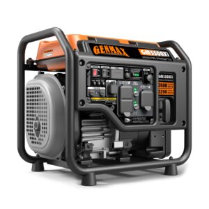 genmax gm3500xi open frame rv ready inverter generator-3500 peak watts-gas powered，quiet technology, epa compliant