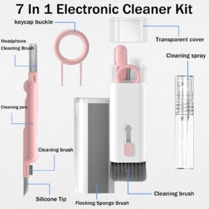 7-in-1 Keyboard Cleaner Kit, Cleaning Tool for Airpods Headphones,Keyboard Earbuds Case & Computer, Deep Cleaning Kit with Screen for Airpods 1/2/3/ Pro, Earphones,Laptop and Camera