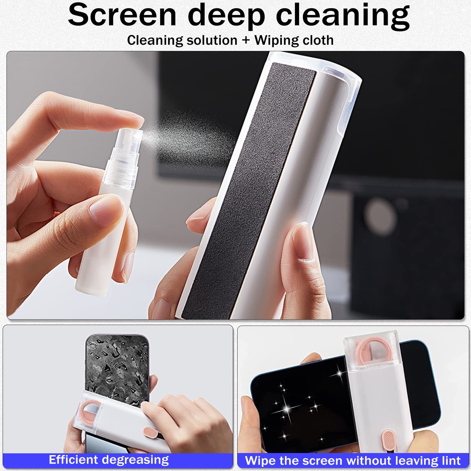 7-in-1 Keyboard Cleaner Kit, Cleaning Tool for Airpods Headphones,Keyboard Earbuds Case & Computer, Deep Cleaning Kit with Screen for Airpods 1/2/3/ Pro, Earphones,Laptop and Camera