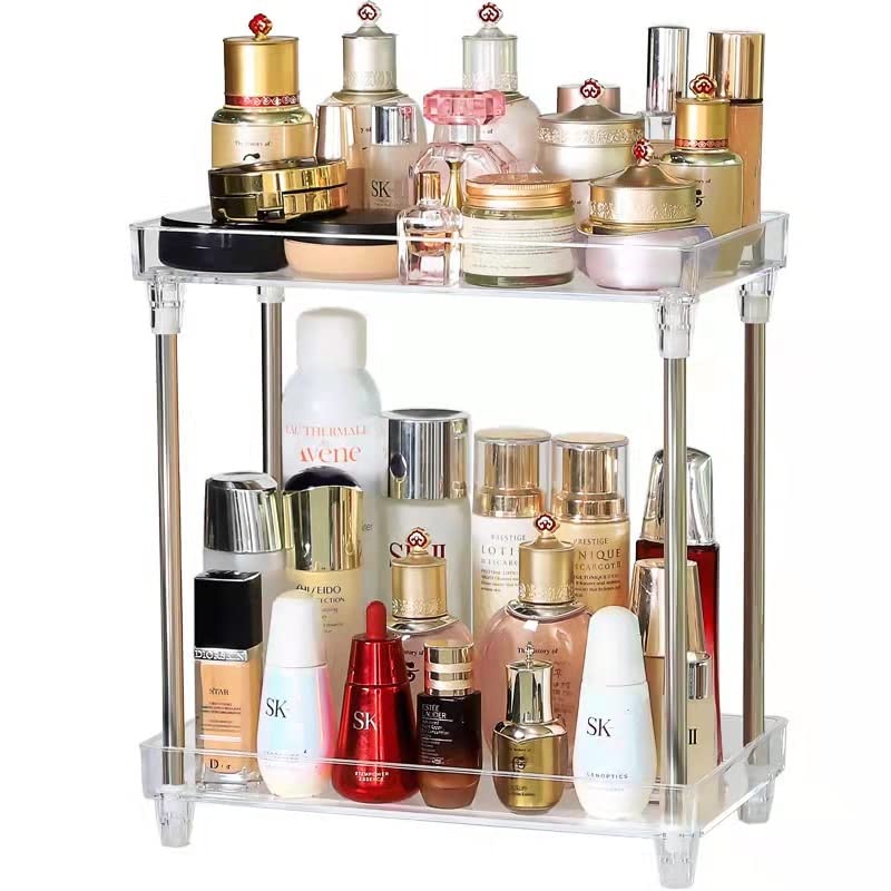 Fullplus Bathroom Organizer Multi-Functional Acrylic Vanity Tray Corner Shelf for Makeup Cosmetic