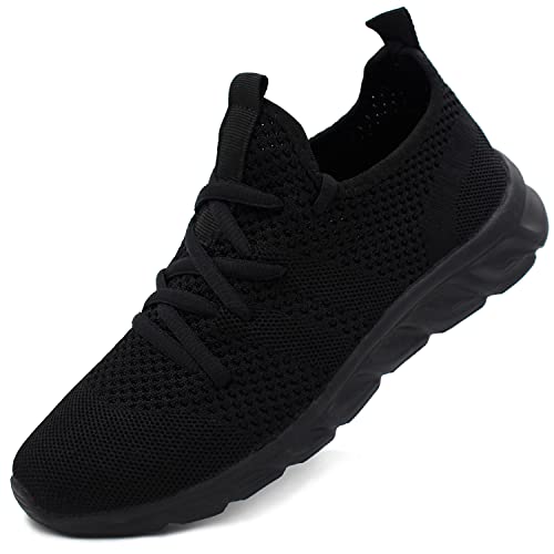 L LOUBIT Women's Running Shoes Breathe Mesh Tennis Sneakers Lace Up Lightweight Walking Shoes Black 7