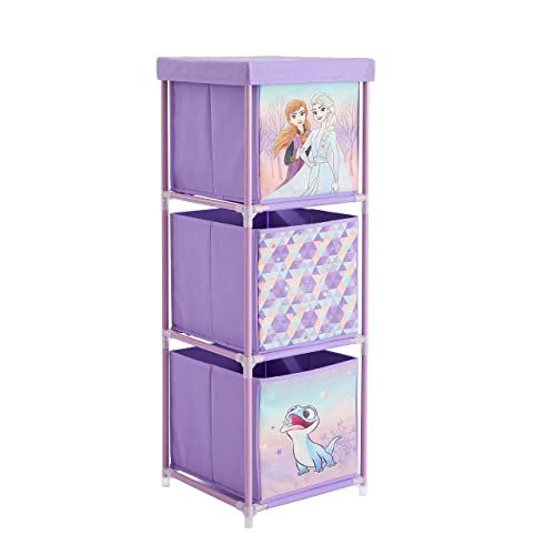 Idea Nuova Disney Frozen 3 Tier Fabric Storage Organizer with 3 Cubes and Removable Lid