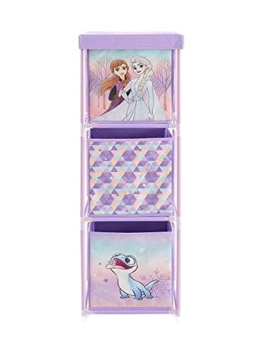 Idea Nuova Disney Frozen 3 Tier Fabric Storage Organizer with 3 Cubes and Removable Lid