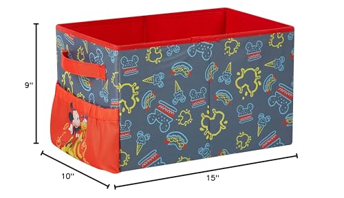 Disney Mickey Mouse Kids Collapsible Storage Organizer Bin with Front Pocket,9" H x 10" W x 15" L