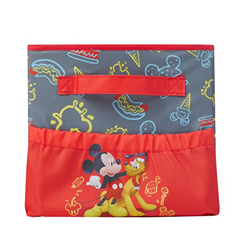 Disney Mickey Mouse Kids Collapsible Storage Organizer Bin with Front Pocket,9" H x 10" W x 15" L