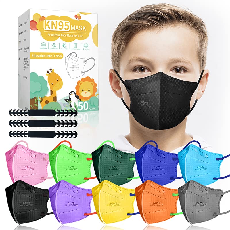 Kids KN95 Face Mask Disposable - 50 Pack KN95 Kid Masks Children Small Size Kids Breathable KN95 Mask Mascaras KN95 Para Niños