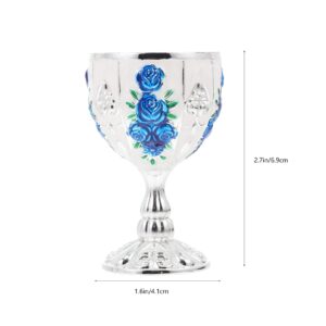 HEMOTON Vintage Goblet Wine Cup Antique Wine Cups Metal Floral Goblet Red Wine Glasses European Style Glasses Wine Cup Gifts Home Ornament (White Blue) Vintage Martini Glasses