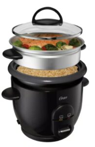 oster diamond force nonstick 6-cup electric rice cooker - black