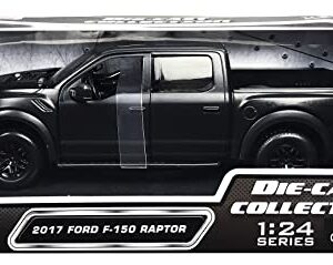 2017 Ford F-150 Raptor Pickup Truck with Sunroof Matt Black Die-Cast Collection Series 1/27 Diecast Model Car by Motormax"""