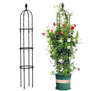 lalahoni garden trellis for climbing plants outdoor, reinforced 6ft tall plant support trellis for potted plants climbing vine rose clematis outdoor garden obelisk trellis, black, 1pc, torch decor