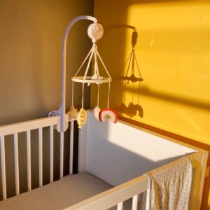 Baby Crib Mobile Arm with Music Box Spin Motor（24 inch ）, AICMEI Nursery Decor Hanger -DIY Toy Decoration Move Bracket，Double nut Adjustment and Fixing