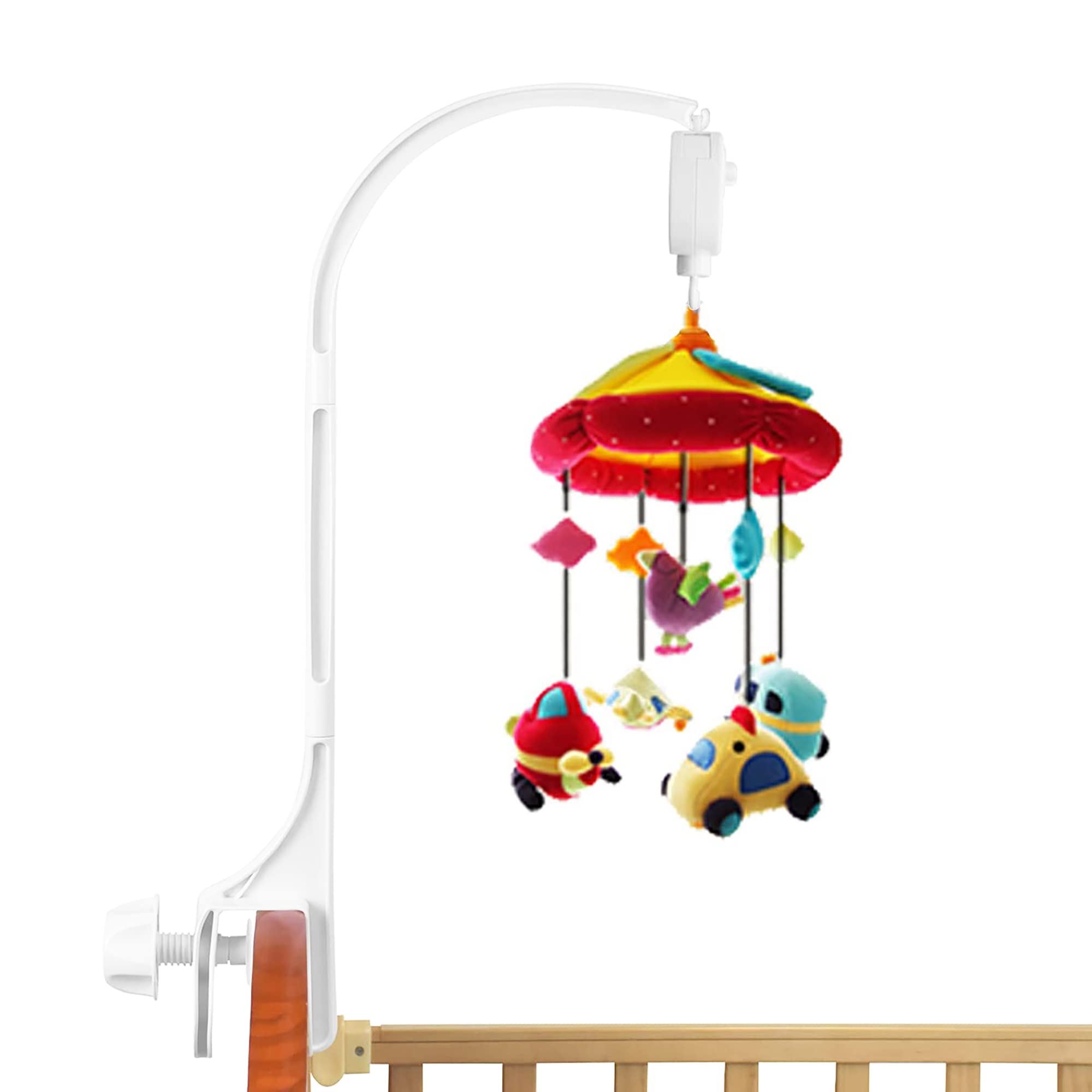 Baby Crib Mobile Arm with Music Box Spin Motor（24 inch ）, AICMEI Nursery Decor Hanger -DIY Toy Decoration Move Bracket，Double nut Adjustment and Fixing