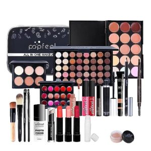 melemando all in one makeup kit 27 piece makeup kit for women full kit, all in one makeup sets include eyebrow eyeliner eyeshadow mascara foundation concealer lip gloss lipstick makeup brush (mkit-03)