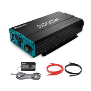 Renogy 2000W Pure Sine Wave Inverter 12V DC to 120V AC Converter & 200W 12V Monocrystalline Panel Starter 40A Rover MPPT Controller/Mounting Z Brackets/Tray Cable/Adaptor Kit