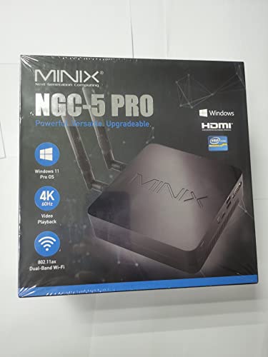 MINIX NGC-5 Pro, Intel i5-10210U 8GB/256GB NVMe SSD Windows 11 Pro Mini PC, Triple 4K @ 60Hz Display/HDMI 2.0/ USB-C/DP/Wi-Fi6/ 2xGigabit Ethernet/4USB 3.1. Support 4G LTE, SSD (SATA), Auto Power On