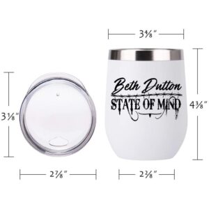 ATHAND State Of Mind TV Show Merch-12oz Insulated Wine Tumbler with Lid -Vacuum Stainless Steel Coffee Mug Stemless Cup- Unique Birthday Gifts Idea for Men Women (White)