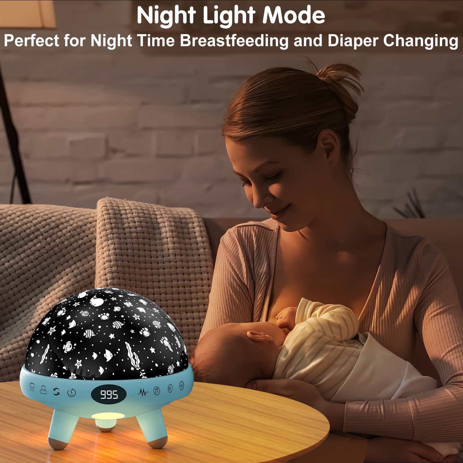 Night Lights for Kids Room with Sound Machine.Kids White Noise Machine with 29 Soothing Sounds for Baby Sleeping Baby Night Light Ocean Projector.for Bedroom Decoration