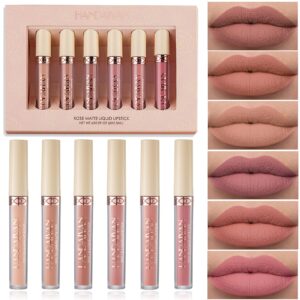 bkpplzp 6pcs matte liquid lipstick sets,nude lip stain,lasting waterproof matte lipstick set,non-stick cup,fade-free lip gloss set ,ladides long wear lip makeup lipstick set（setb