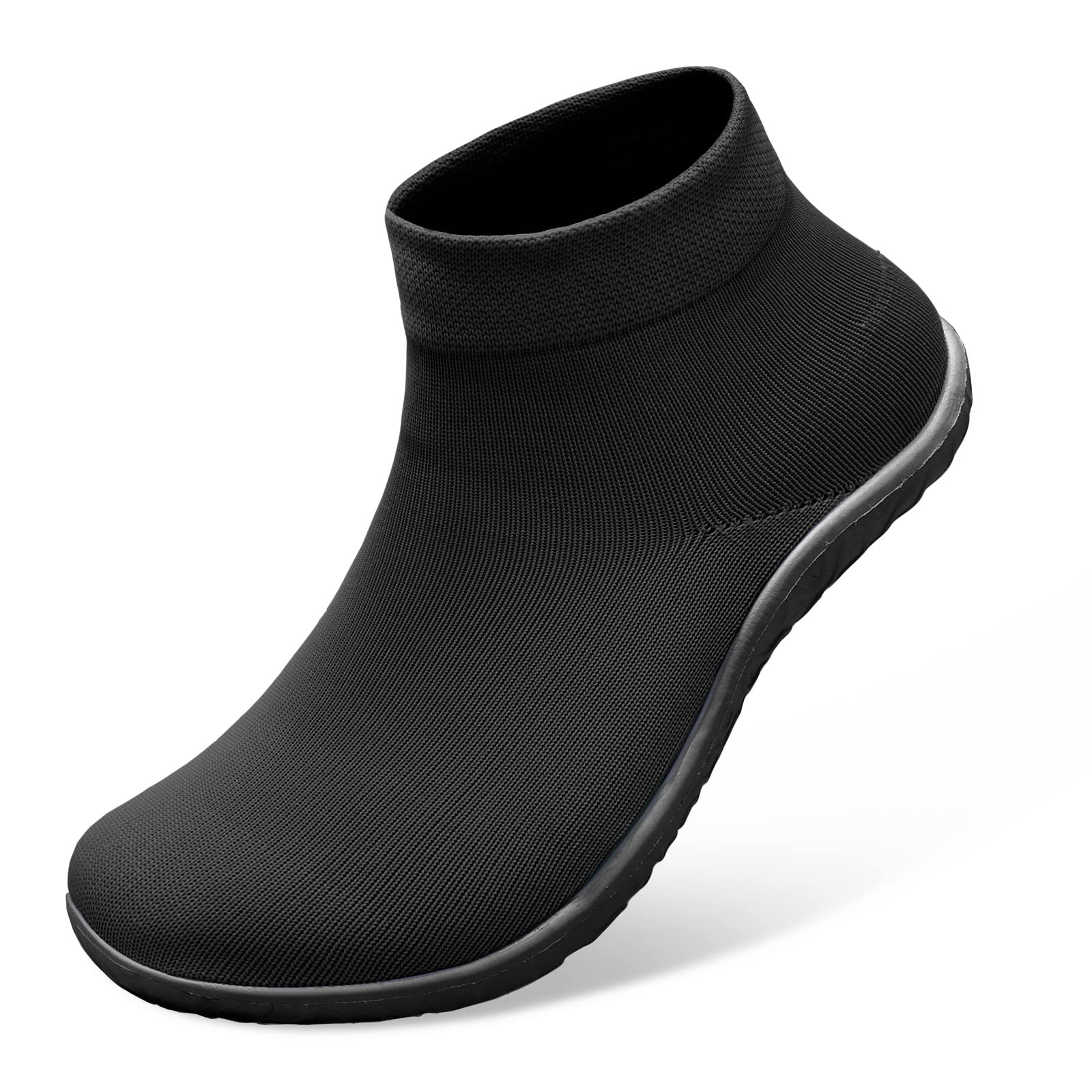 SKASO Sock Shoes Minimalist Barefoot Shoes for Men Women Slip on Lightweight Comfortable for Gym Swimming Running Black Size 9-10