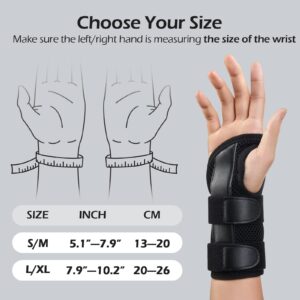 FREETOO Wrist Brace for Carpal Tunnel Relief Night Support , Maximum Support with 3 Stays Women Men Adjustable Splint Right Left Hands Tendonitis, Arthritis Sprains, Black (Right Hand, S/M)