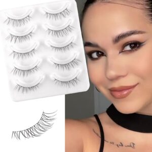 lashes eyelashes lashes wispy false eyelashes natural eyelashes mink lashes, frihappy lashes 5 pairs frihappy#17-understated