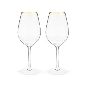 Twine Gilded Wine Glasses Drinking Set, Gold Rimmed Wine Glass Set, Stemmed Wine Drinking Glasses Set, Wine Accessories, Glassware Set, Set of 2, 14oz