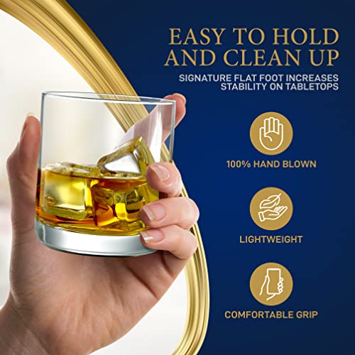 NutriChef 10oz Stemless Whisky cups - Set of 2 Ultra Thin Elegant whisky cups Crystal Glass Drinkware, Lead-Free, Hand Blown Seamless Bowl, Dishwasher Safe