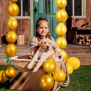 80 Pieces Needle Tail Balloons Latex Link Balloons Linking Needle Tail Balloons for Birthday Party Wedding Anniversary Graduation Arch Party Decorations (Gold,10 Inches)