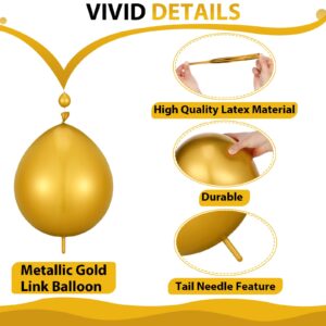 80 Pieces Needle Tail Balloons Latex Link Balloons Linking Needle Tail Balloons for Birthday Party Wedding Anniversary Graduation Arch Party Decorations (Gold,10 Inches)