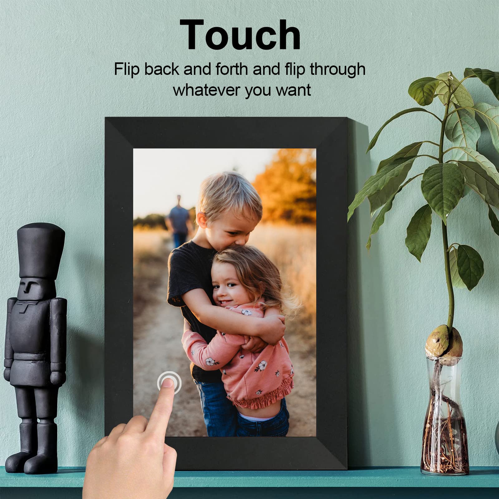 FRAMEO Digital Photo Frame 10.1 Inch, 1 Piece Smart WiFi Digital Picture Frame, Touch Screen Display, 32GB Storage Auto-Rotate Easy Share Photos or Videos in Frameo App from Anywhere Living Room Decor