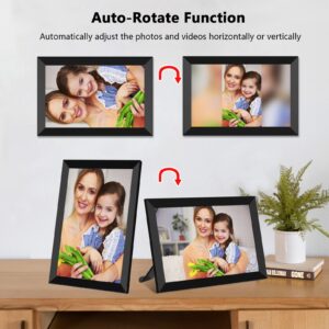 FRAMEO Digital Photo Frame 10.1 Inch, 1 Piece Smart WiFi Digital Picture Frame, Touch Screen Display, 32GB Storage Auto-Rotate Easy Share Photos or Videos in Frameo App from Anywhere Living Room Decor