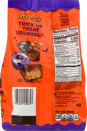 REESE'S Miniatures Milk Chocolate Peanut Butter Cups, Halloween Candy Bulk Bag, 31 oz