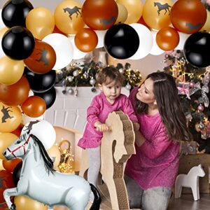 Zhanmai 100 Pieces Horse Balloons Cowboy Party Decorations 40 Inches Horse Shaped Foil Balloon Latex Balloons Horse Themed Garland Arch Kit for Birthday Baby Shower(Brown, Cowboy)