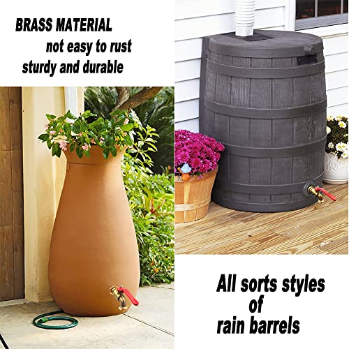 Brass Spigot Rain Barrel Faucet Kit for Rain Water Barrel, Water Tanks, Tubs, Pools etc