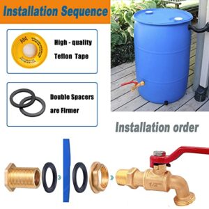 Brass Spigot Rain Barrel Faucet Kit for Rain Water Barrel, Water Tanks, Tubs, Pools etc