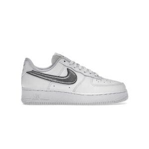 nike womens air force 1 07 ess white/metallic silver-black size 11