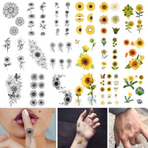 Dopetattoo Sunflower Temporary Tattoo Realistic Sunflowers Fake tattoos for Women Girls Adults