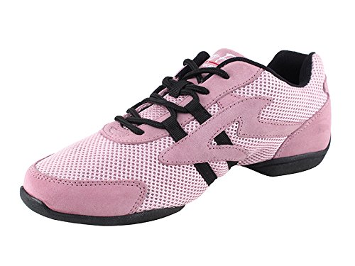 Very Fine Dancesport Shoes - Unisex-Adult Jazz Ballroom Exercise Dance Sneaker VFSN012 + Shoe Bag (Pink, Size 5.5)