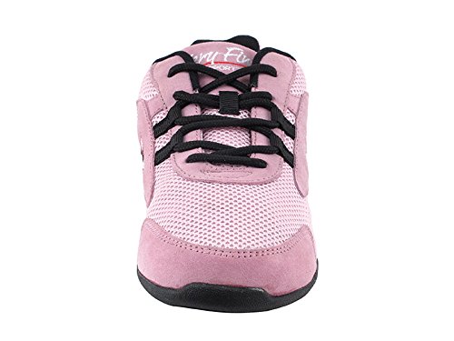 Very Fine Dancesport Shoes - Unisex-Adult Jazz Ballroom Exercise Dance Sneaker VFSN012 + Shoe Bag (Pink, Size 5.5)