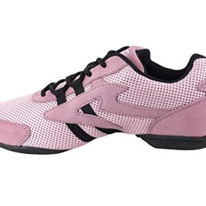 Very Fine Dancesport Shoes - Unisex-Adult Jazz Ballroom Exercise Dance Sneaker VFSN012 + Shoe Bag (Pink, Size 5.5)