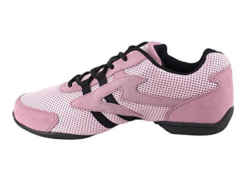 Very Fine Dancesport Shoes - Unisex-Adult Jazz Ballroom Exercise Dance Sneaker VFSN012 + Shoe Bag (Pink, Size 5.5)