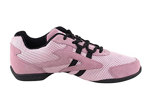 Very Fine Dancesport Shoes - Unisex-Adult Jazz Ballroom Exercise Dance Sneaker VFSN012 + Shoe Bag (Pink, Size 5.5)