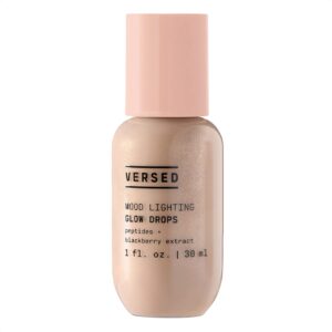 versed mood lighting luminizing bronzing drops, sheer golden - facial serum + liquid bronzer with illuminating light-reflecting pigments - antioxidants & hydrating hyaluronic acid - vegan (1 fl oz)